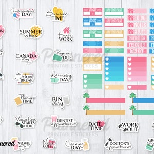 July Digital Stickers, 500+ Digital July Summer Sticker Set, Precropped ...
