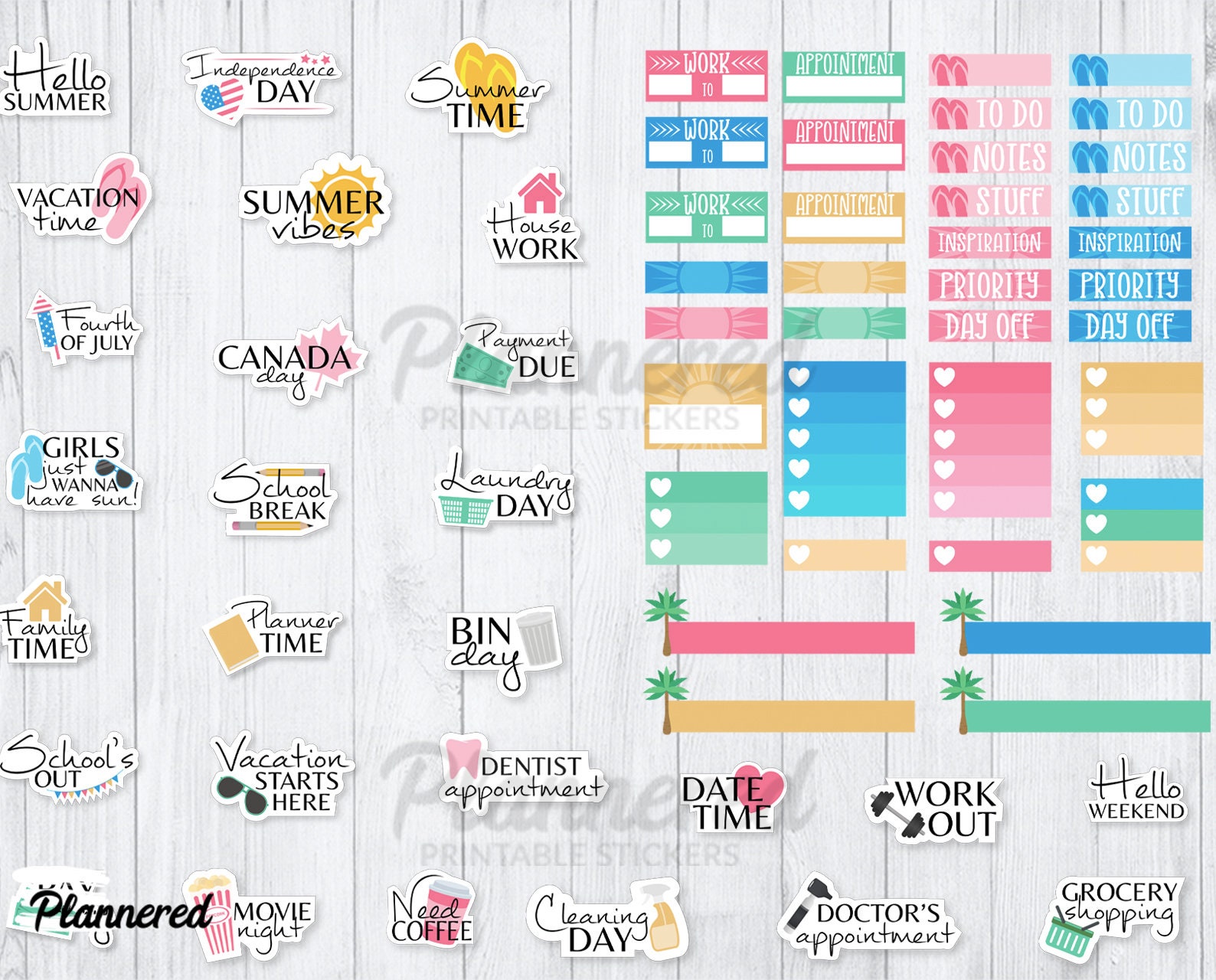 July Digital Stickers 500 Digital July Summer Sticker Set - Etsy