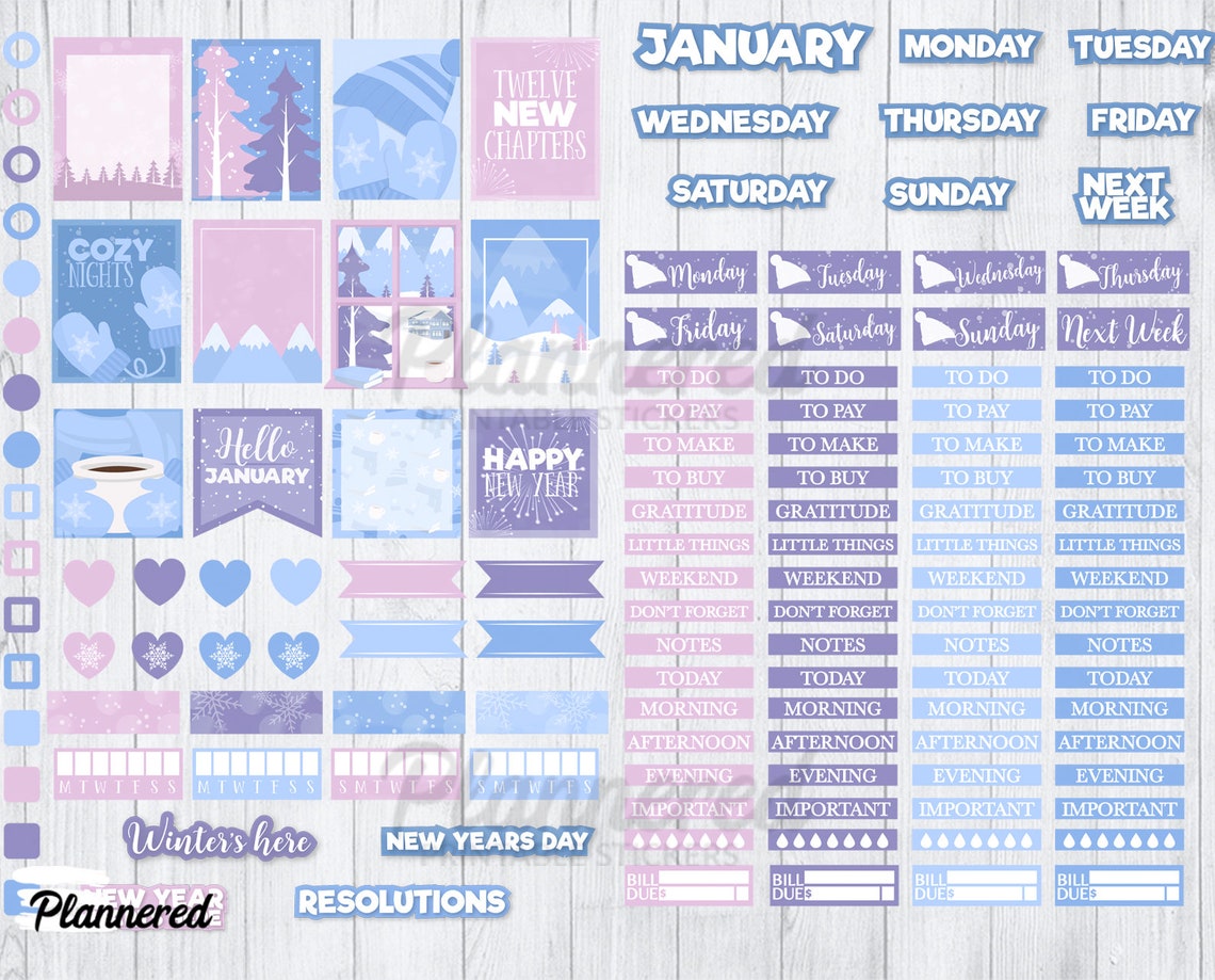 January Digital Stickers 500 Digital January Sticker Set - Etsy