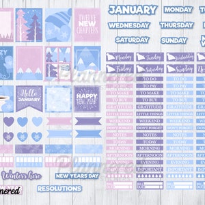 January Digital Stickers, 500+ Digital January Sticker Set, Precropped ...