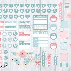 Pregnancy Digital Stickers, 500+ Digital Pregnant Stickers, Precropped ...