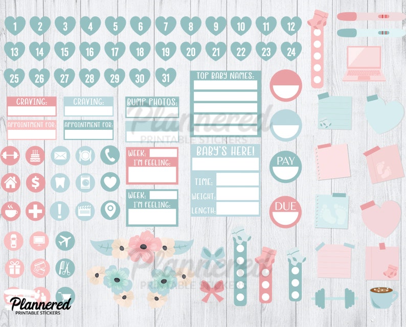 Pregnancy Digital Stickers 500 Digital Pregnant Stickers | Etsy