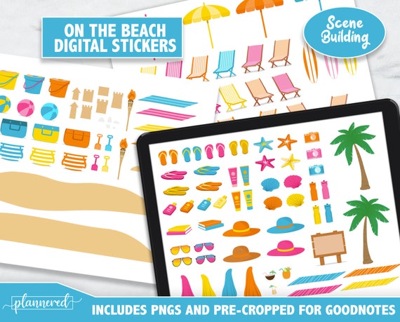 On the Beach Digital Stickers Precropped Goodnotes Beach - Etsy