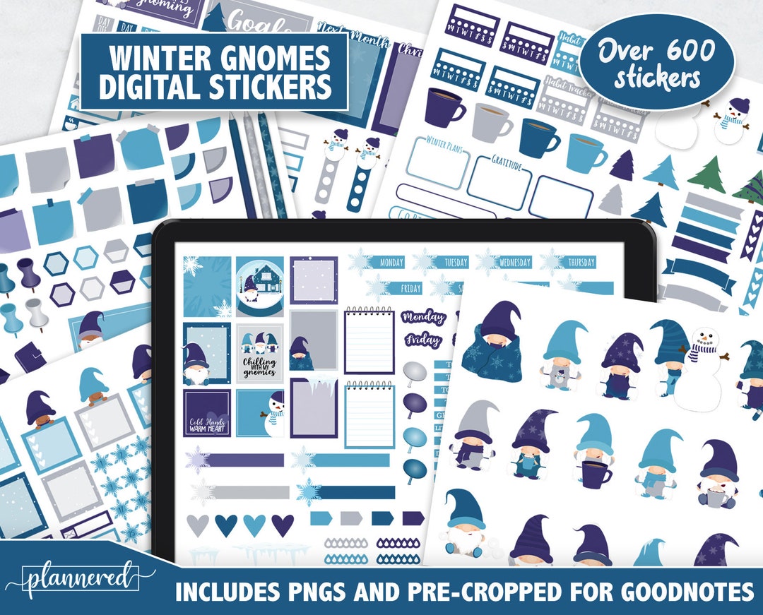 Winter Gnomes Digital Stickers, 600+ Winter Gnome Life Digital Stickers ...