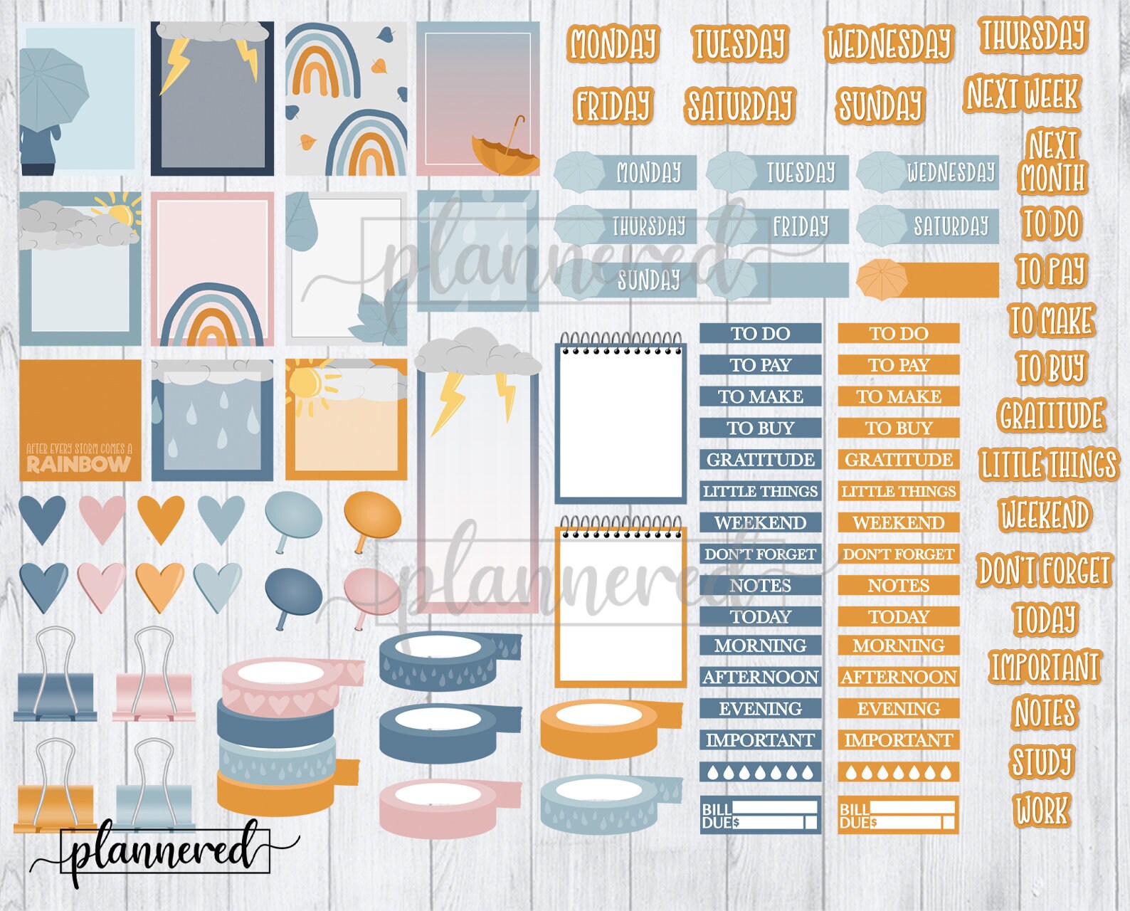 Rainy Fall Days Digital Stickers 600 Rainy Autumn Planner | Etsy