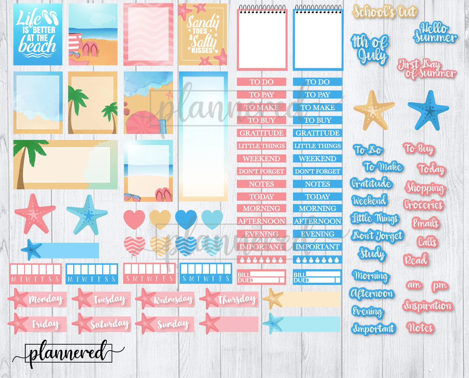 Beach Days Digital Stickers 600 Summer Digital Sticker Set | Etsy