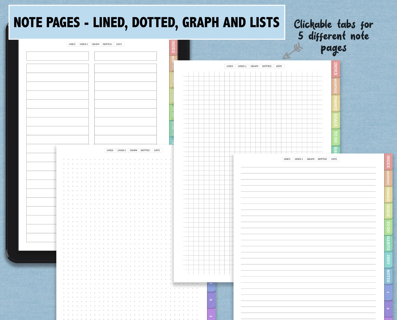 Undated Digital Planner Vertical for Goodnotes, Rainbow Tabs, Vertical ...