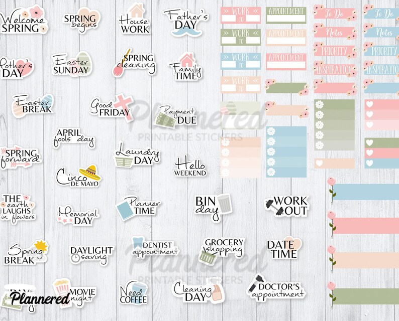 Spring Digital Stickers 500 Digital Floral Spring Sticker - Etsy