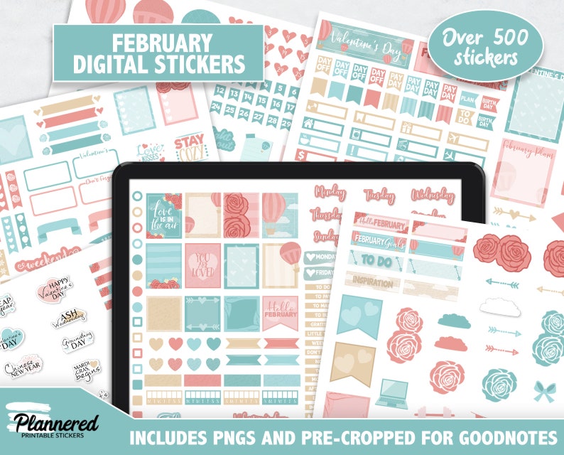February Digital Stickers 500 Digital February Sticker Set - Etsy