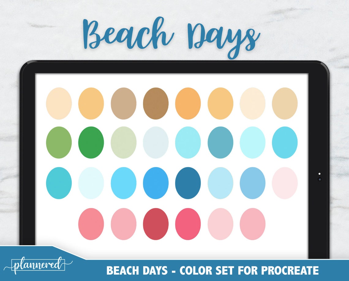 Beach Days Color Palette Procreate Swatch Beach Summer Etsy