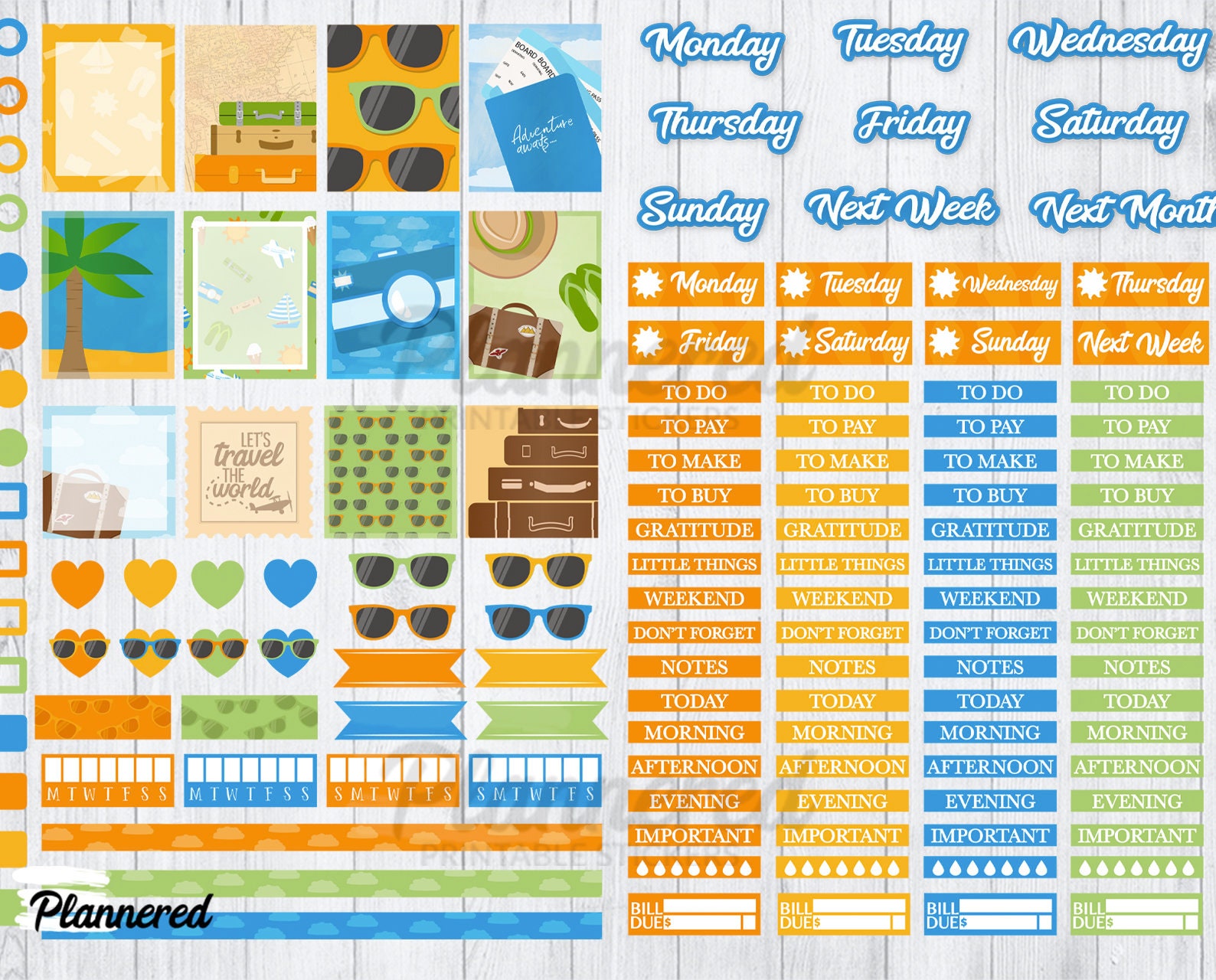Vacation Digital Stickers 500 Digital Vacation Sticker Set - Etsy