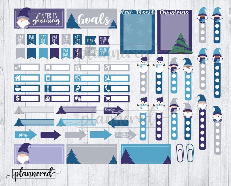 Winter Gnomes Digital Stickers, 600+ Winter Gnome Life Digital Stickers ...