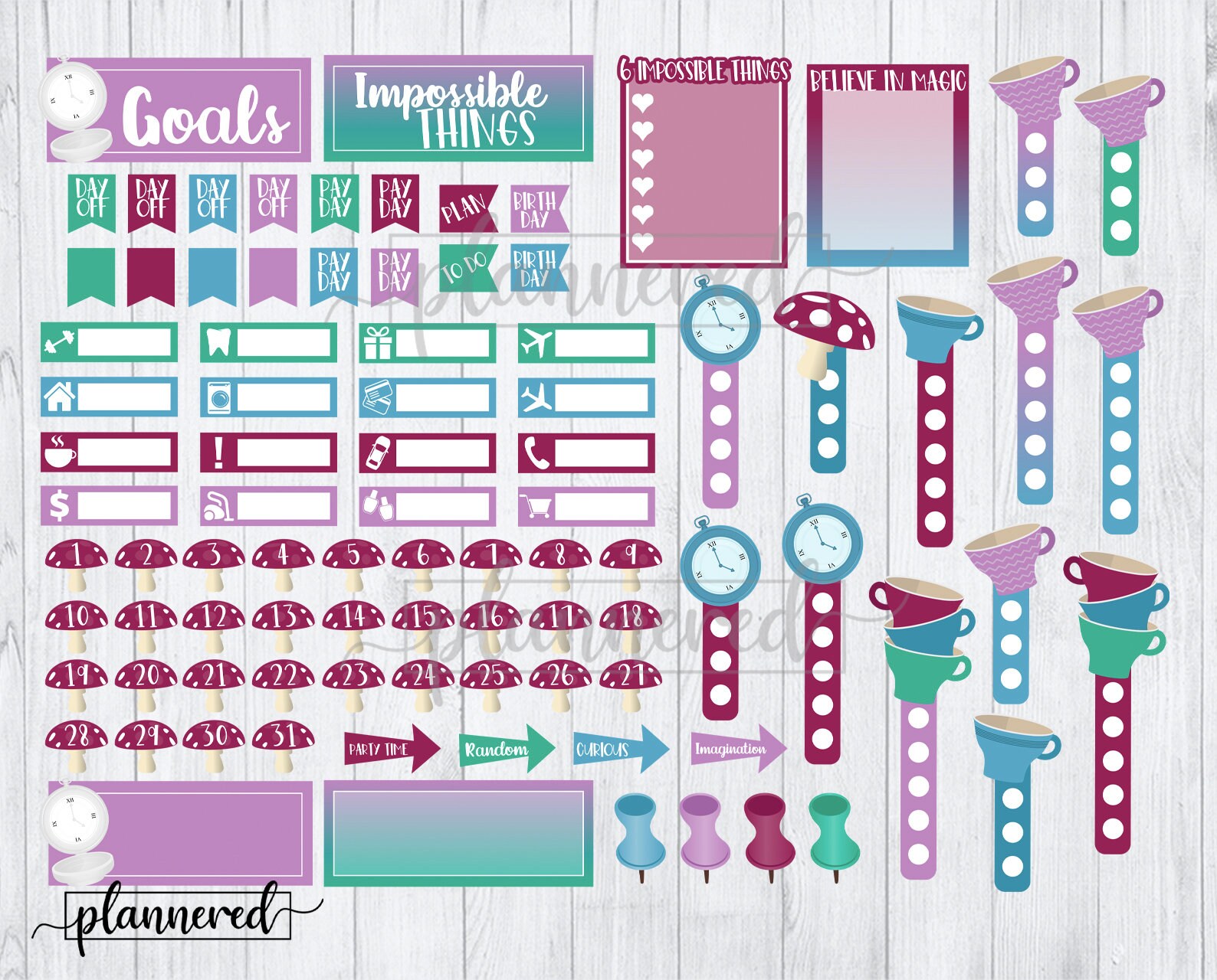 Wonderland Digital Stickers 500 Alice Digital Sticker Set - Etsy