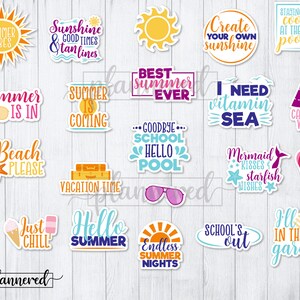 Summer Digital Stickers, Colorful Summer Quote Digital Stickers, 42 ...