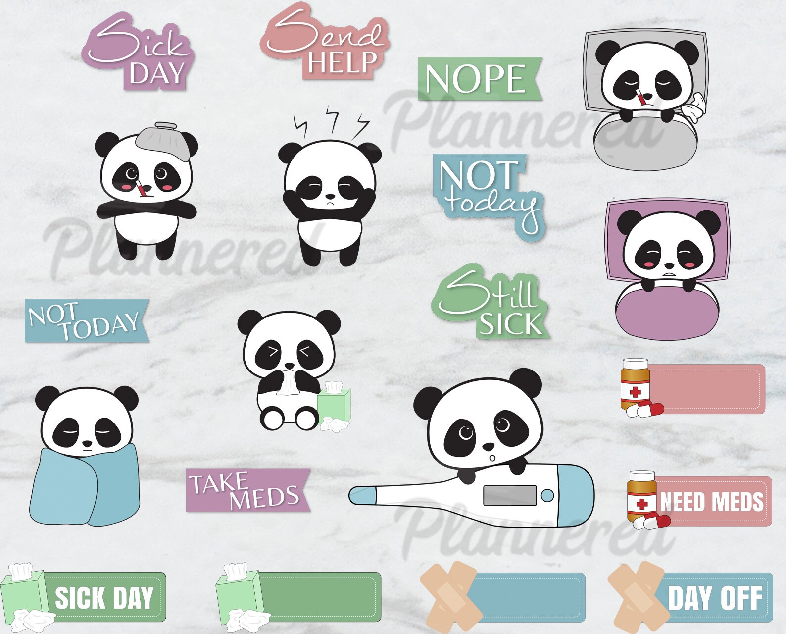 Sick Day Digital Stickers Penny the Panda Sick Penny Digital - Etsy