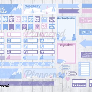 January Digital Stickers, 500+ Digital January Sticker Set, Precropped ...
