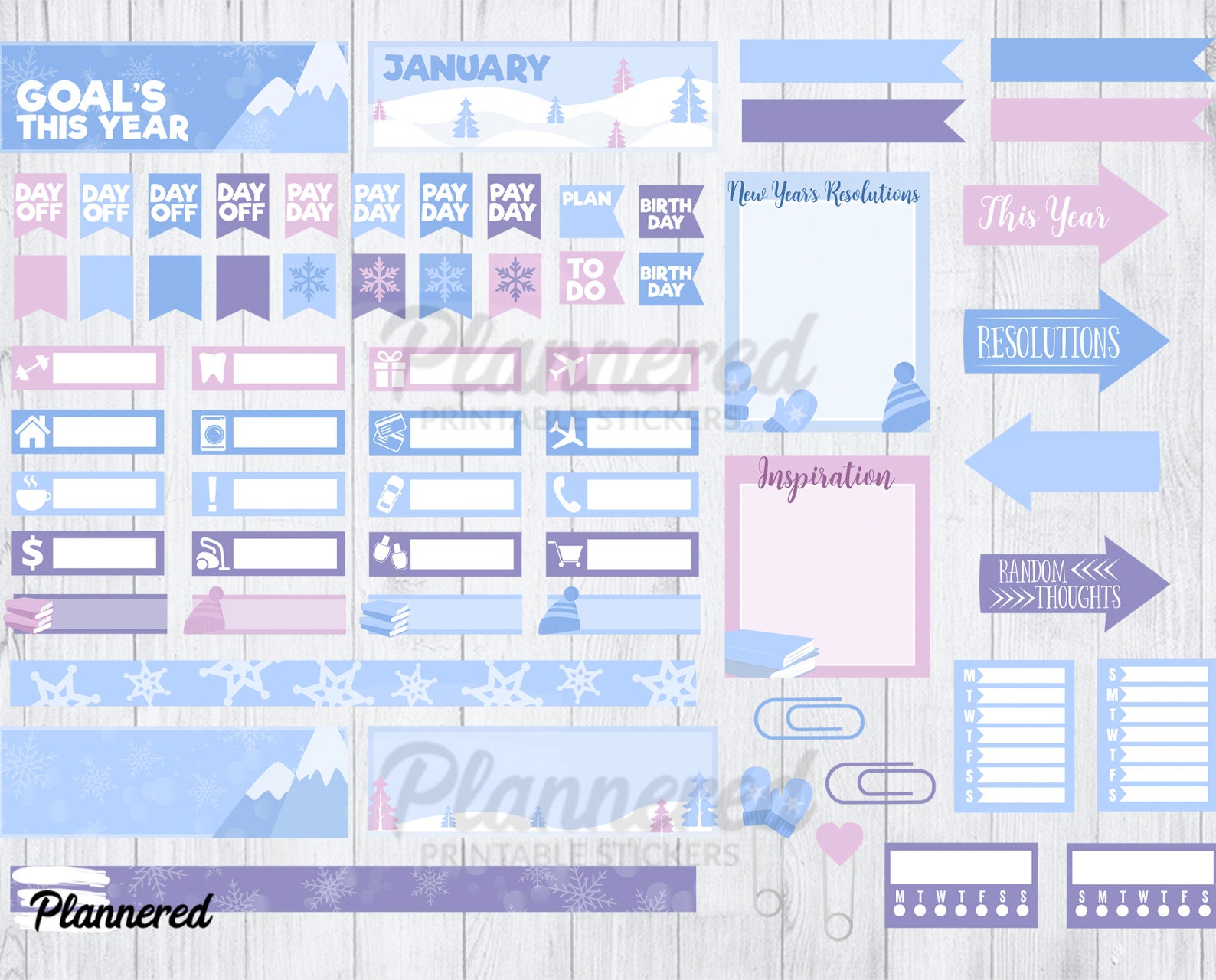 January Digital Stickers 500 Digital January Sticker Set - Etsy