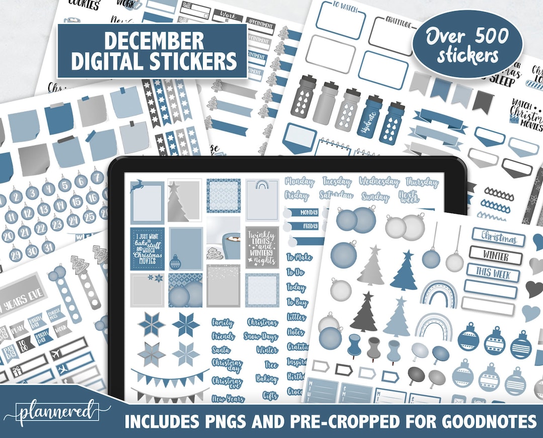 December Digital Stickers, 500+ Digital December 2021-2022 Precropped ...