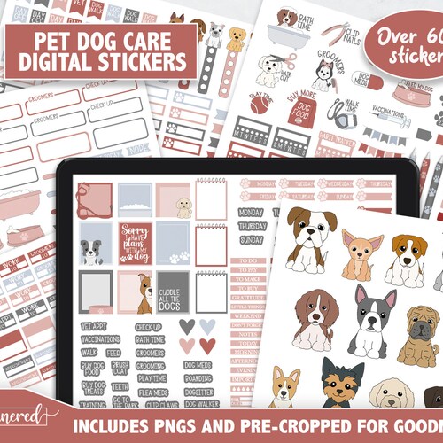 Pet Care Digital Stickers Cat and Dog Care Goodnotes - Etsy