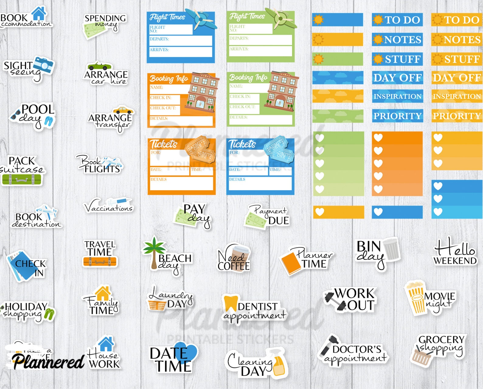 Vacation Digital Stickers 500 Digital Vacation Sticker Set - Etsy