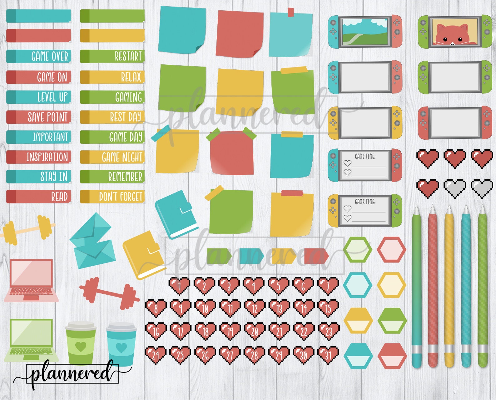 Gamer Digital Stickers 500 Gaming Night Digital Sticker Set | Etsy