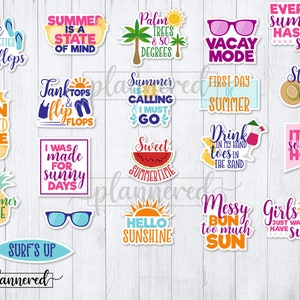 Summer Digital Stickers, Colorful Summer Quote Digital Stickers, 42 ...
