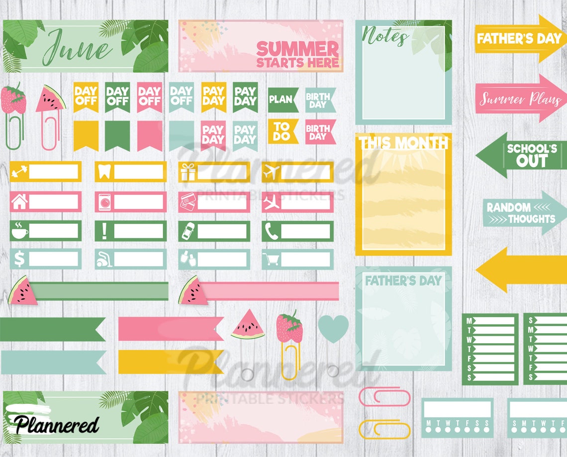 June Digital Stickers 500 Digital June Summer Sticker Set - Etsy