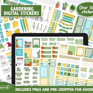 Gardening Digital Stickers, 500+ Digital Functional Gardening Sticker ...