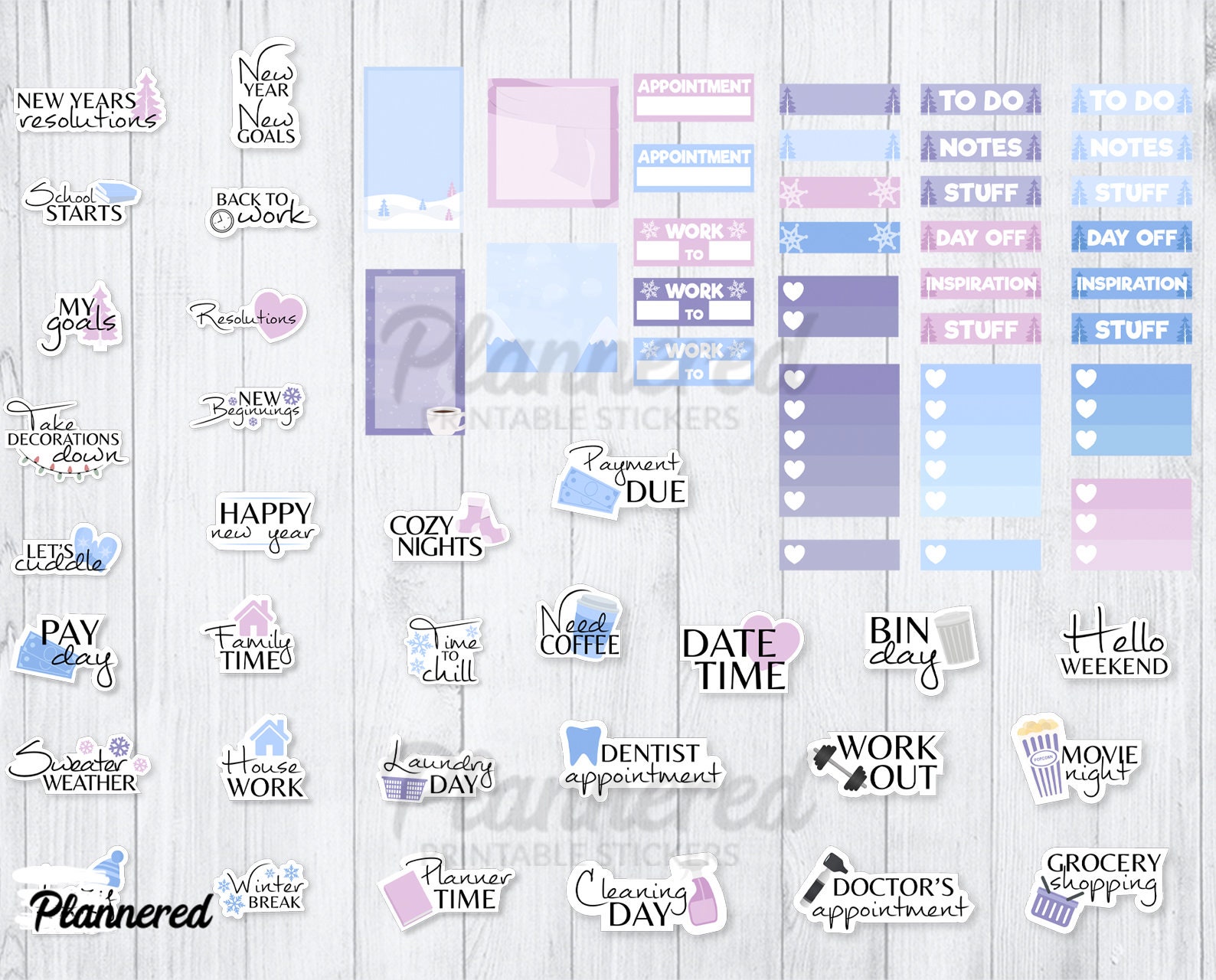 January Digital Stickers, 500+ Digital January Sticker Set, Precropped ...