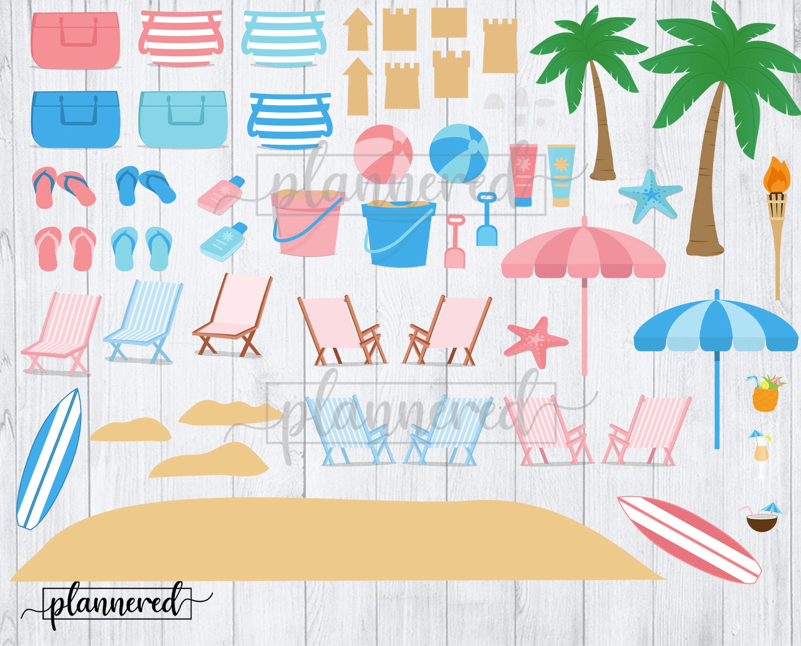 Beach Days Digital Stickers 600 Summer Digital Sticker Set | Etsy