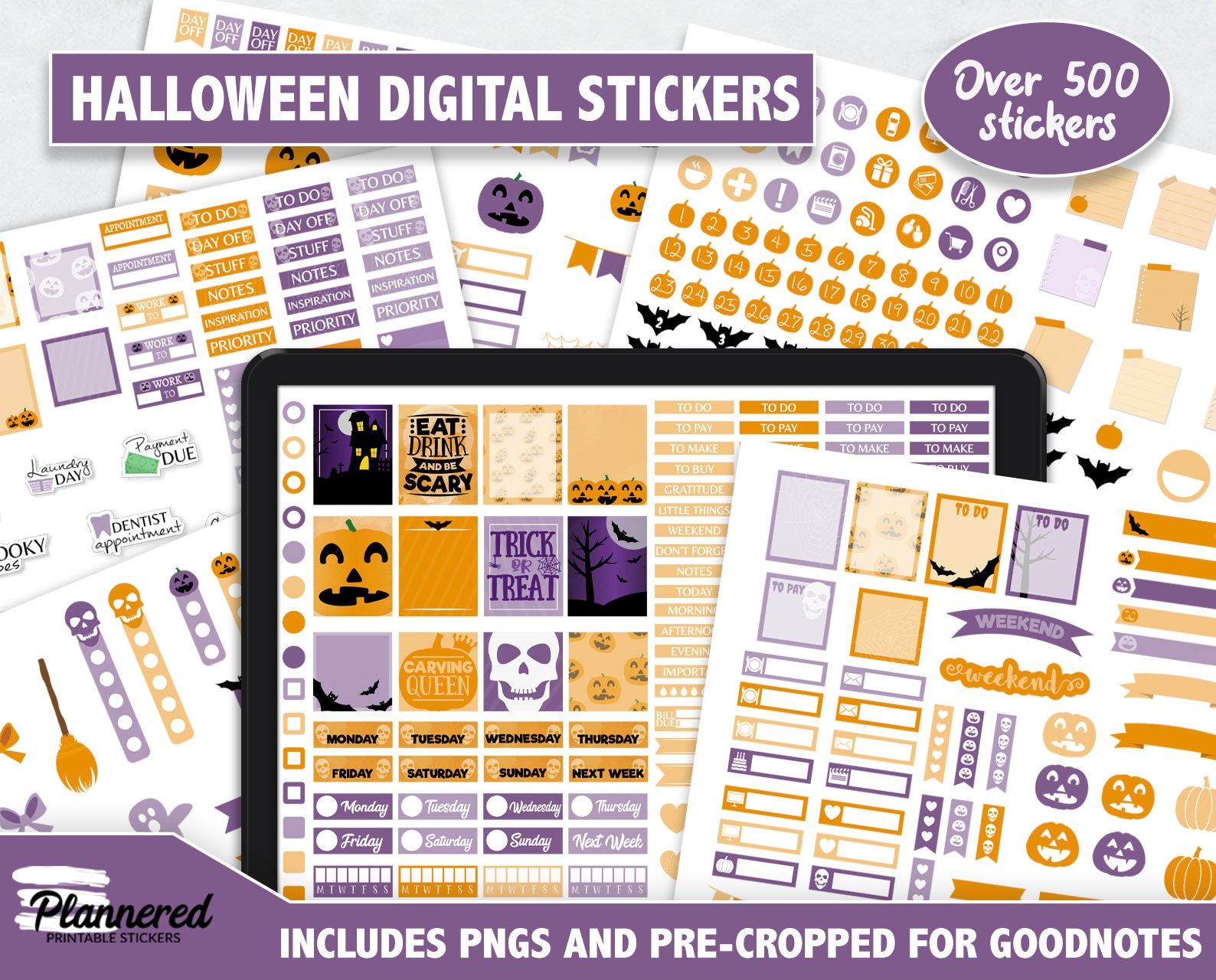 Halloween Digital Stickers 500 digital halloween stickers | Etsy