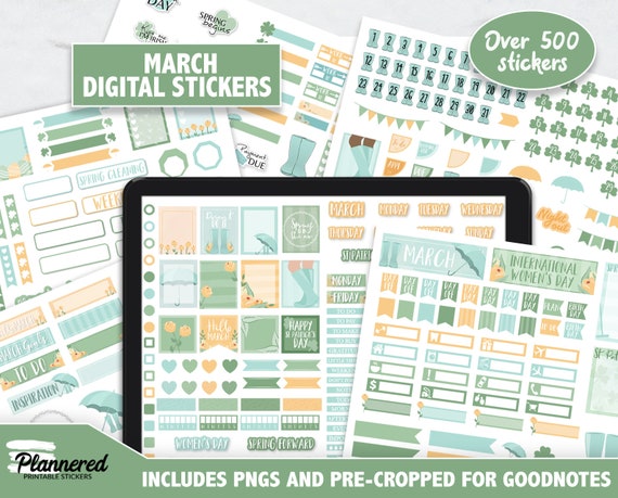 March Digital Stickers 500 March Digital Sticker Set | Etsy