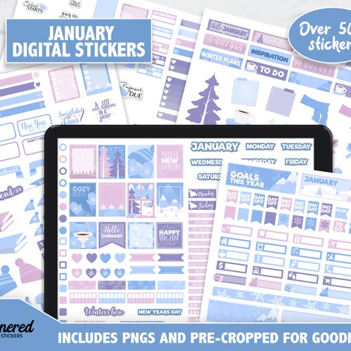 January Digital Stickers 500 Digital January Sticker Set - Etsy