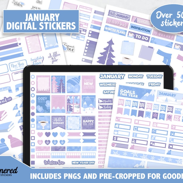 January Stickers - Etsy