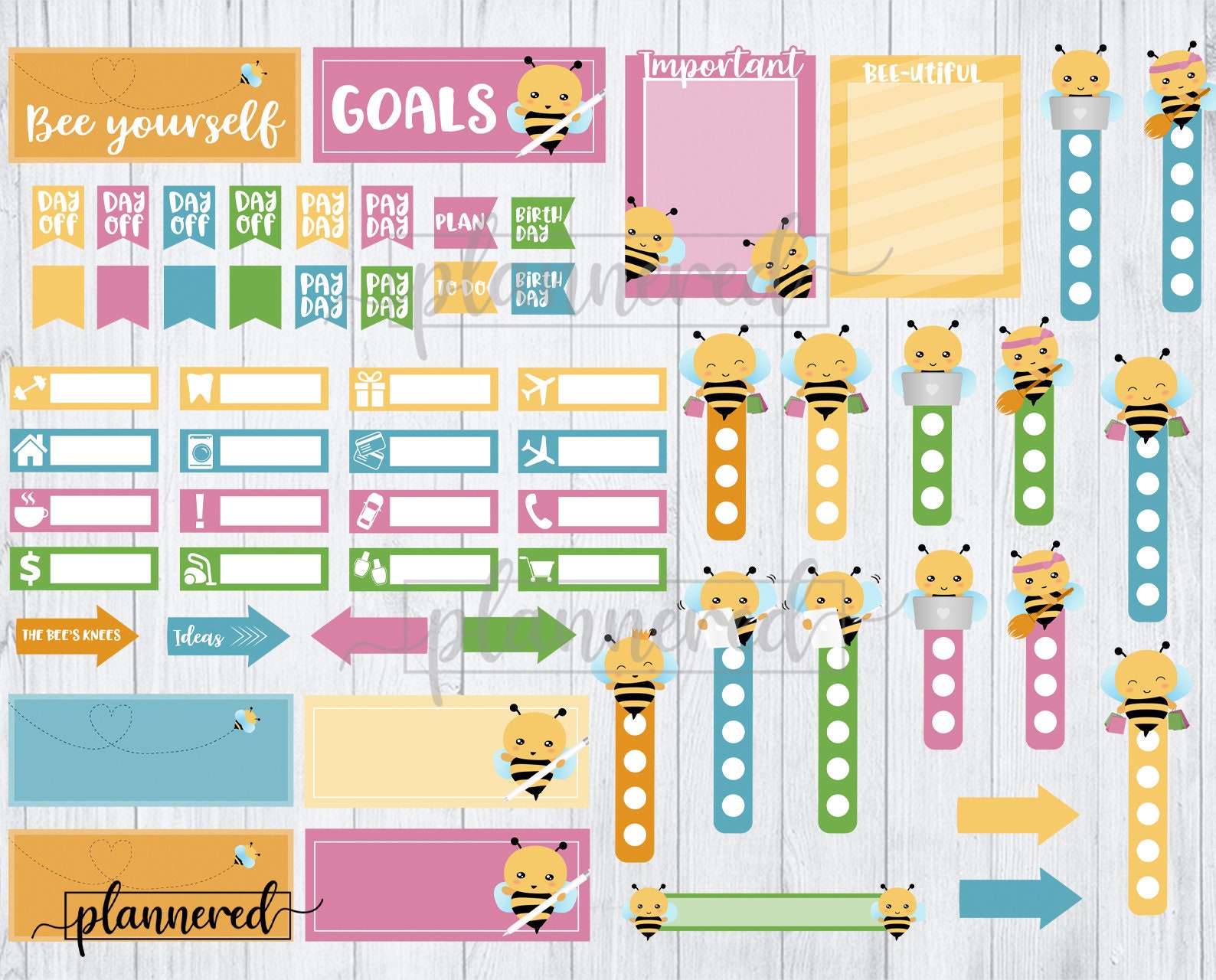 Bee Digital Stickers Spring Bee Planner Stickers 500 bee | Etsy
