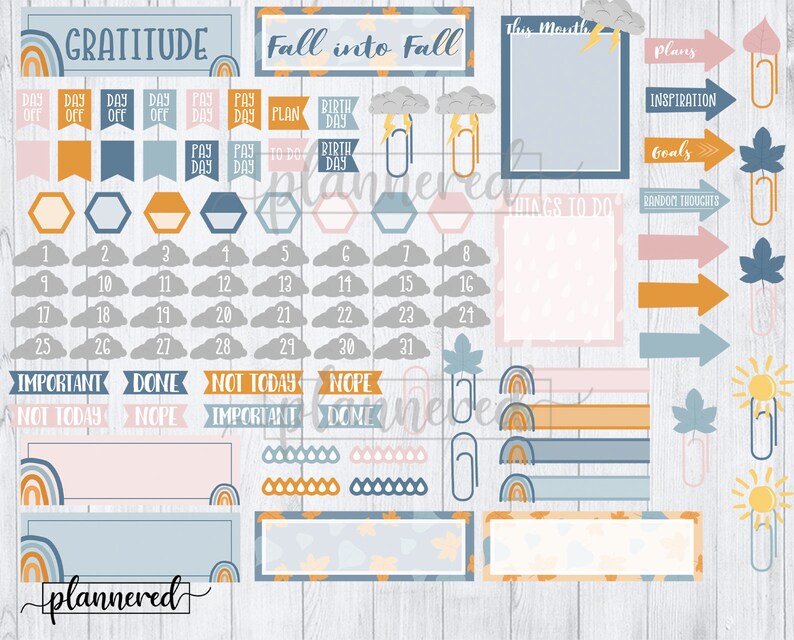 Rainy Fall Days Digital Stickers 600 Rainy Autumn Planner - Etsy