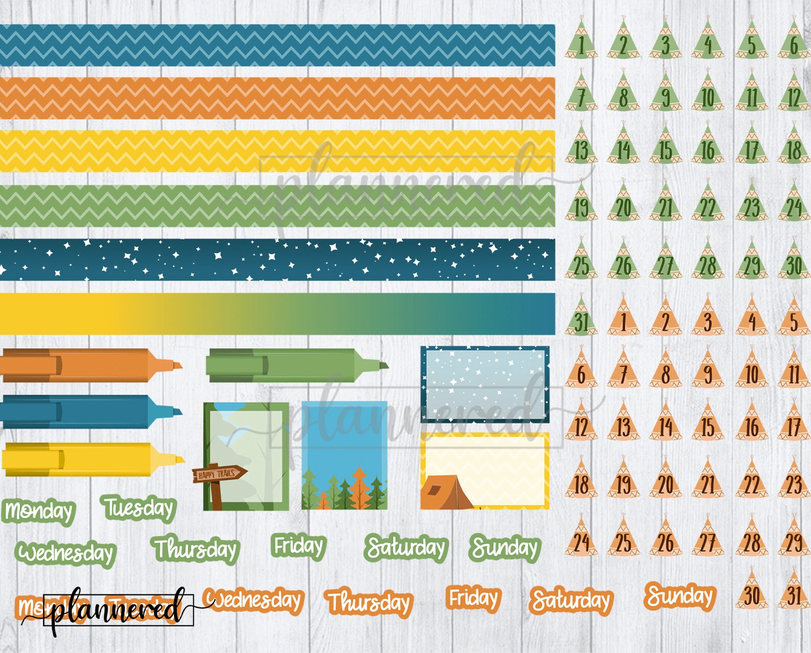 Camping Digital Stickers, 500+ Digital Sticker Set for Camping ...