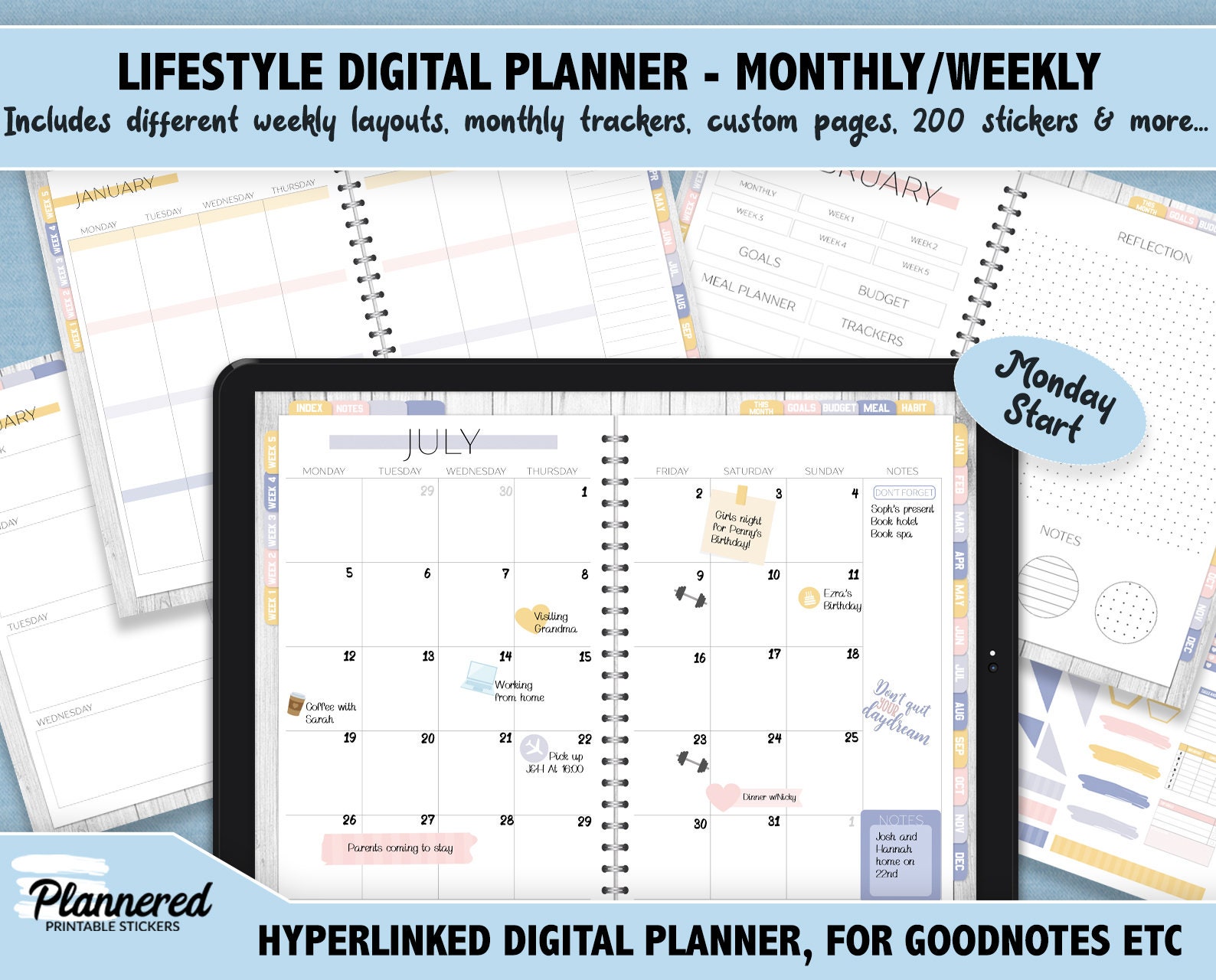 Digital Planner Undated for Goodnotes Lifestyle digital | Etsy