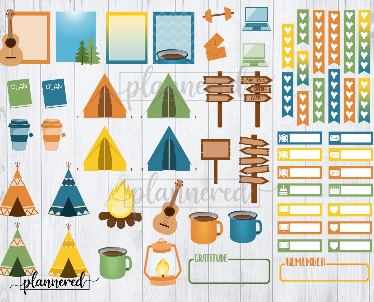 Camping Digital Stickers 500 digital sticker set for | Etsy