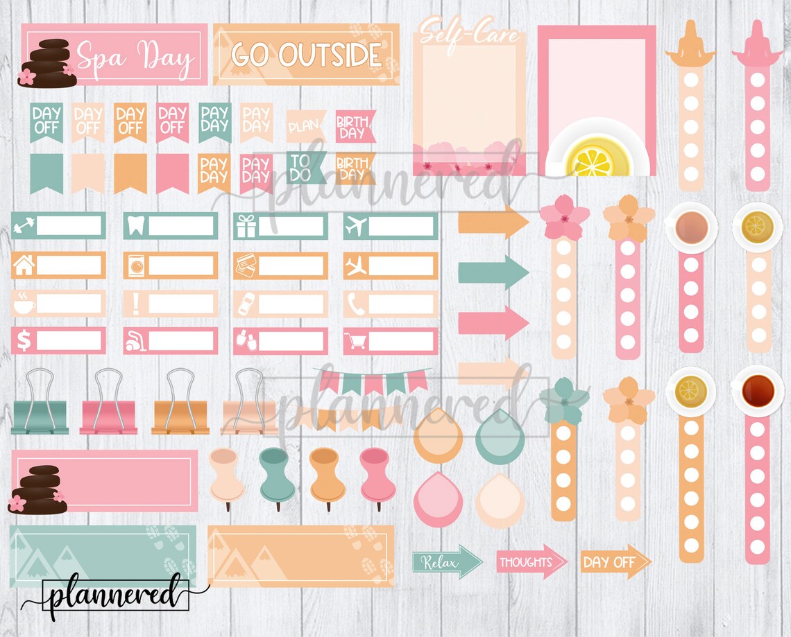 Self-care Digital Stickers, 600+ Enjoy Life Digital Sticker Set ...