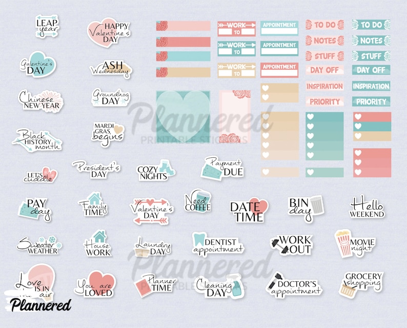 February Digital Stickers 500 Digital February Sticker Set - Etsy