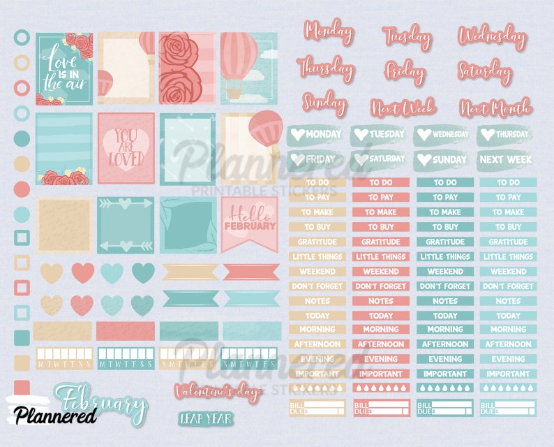 February Digital Stickers 500 Digital February Sticker Set - Etsy