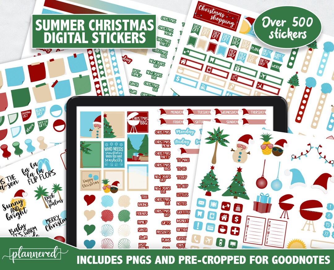 Summer Christmas Digital Stickers, 500+ Southern December 2021-2022 ...