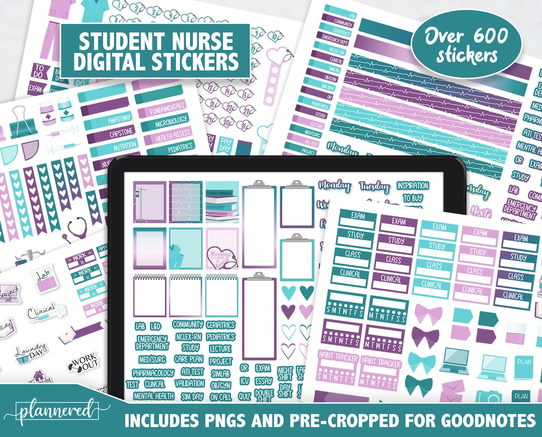 Student Nurse Digital Stickers, 600+ Student Nursing Digital Sticker ...