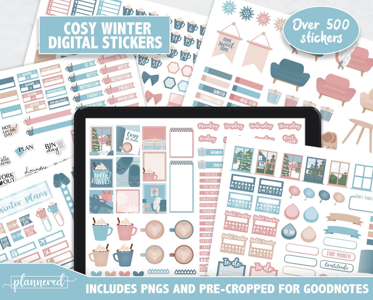 Cosy Winter Digital Stickers Winter at Home Digital Goodnotes - Etsy