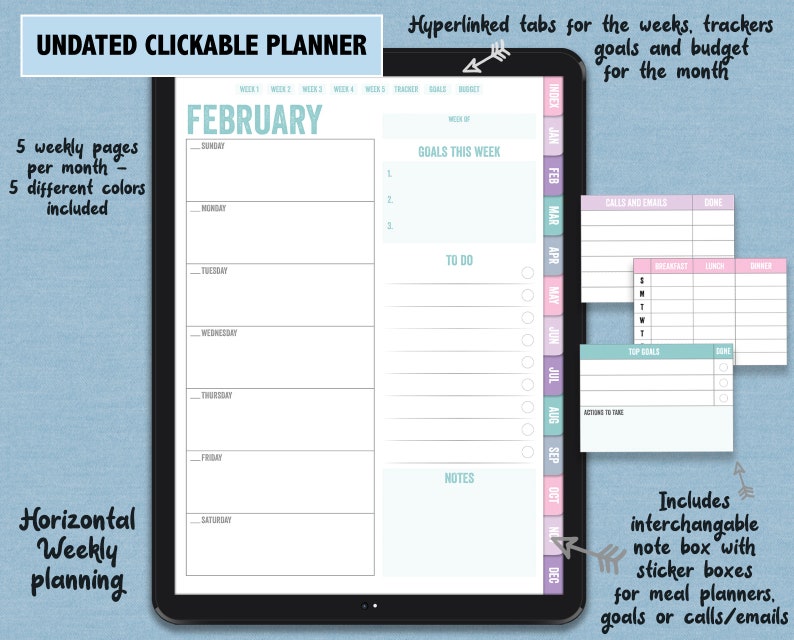 Vertical Undated Digital Planner Goodnotes Digital Planner - Etsy