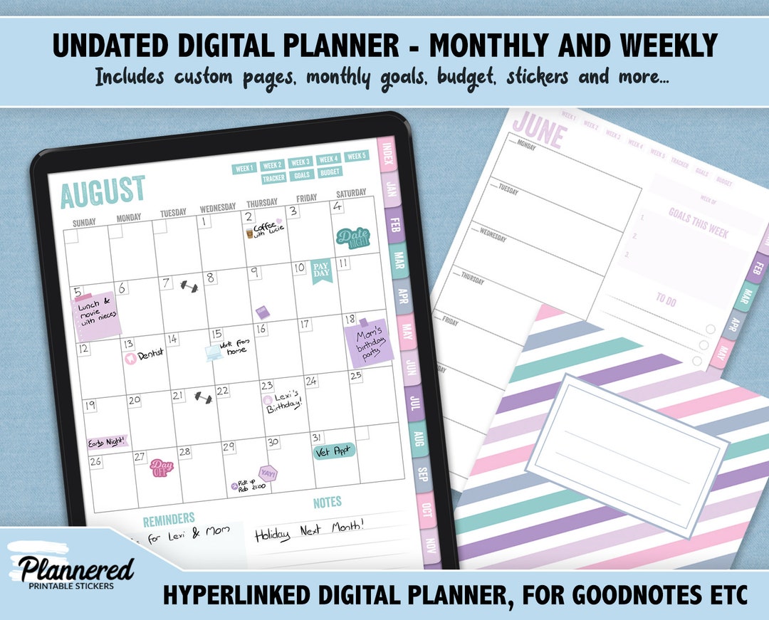 Vertical Undated Digital Planner Goodnotes, Digital Planner Undated ...