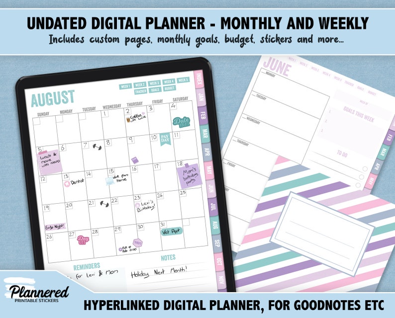 Vertical Undated Digital Planner Goodnotes Digital Planner - Etsy