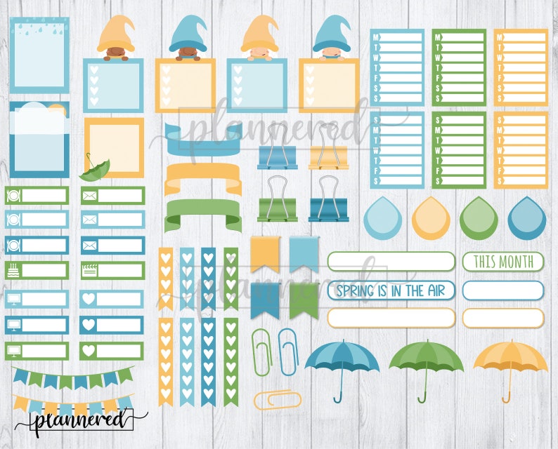 Gnome Digital Stickers, Spring Gnomes Planner Stickers, 600+ Spring ...