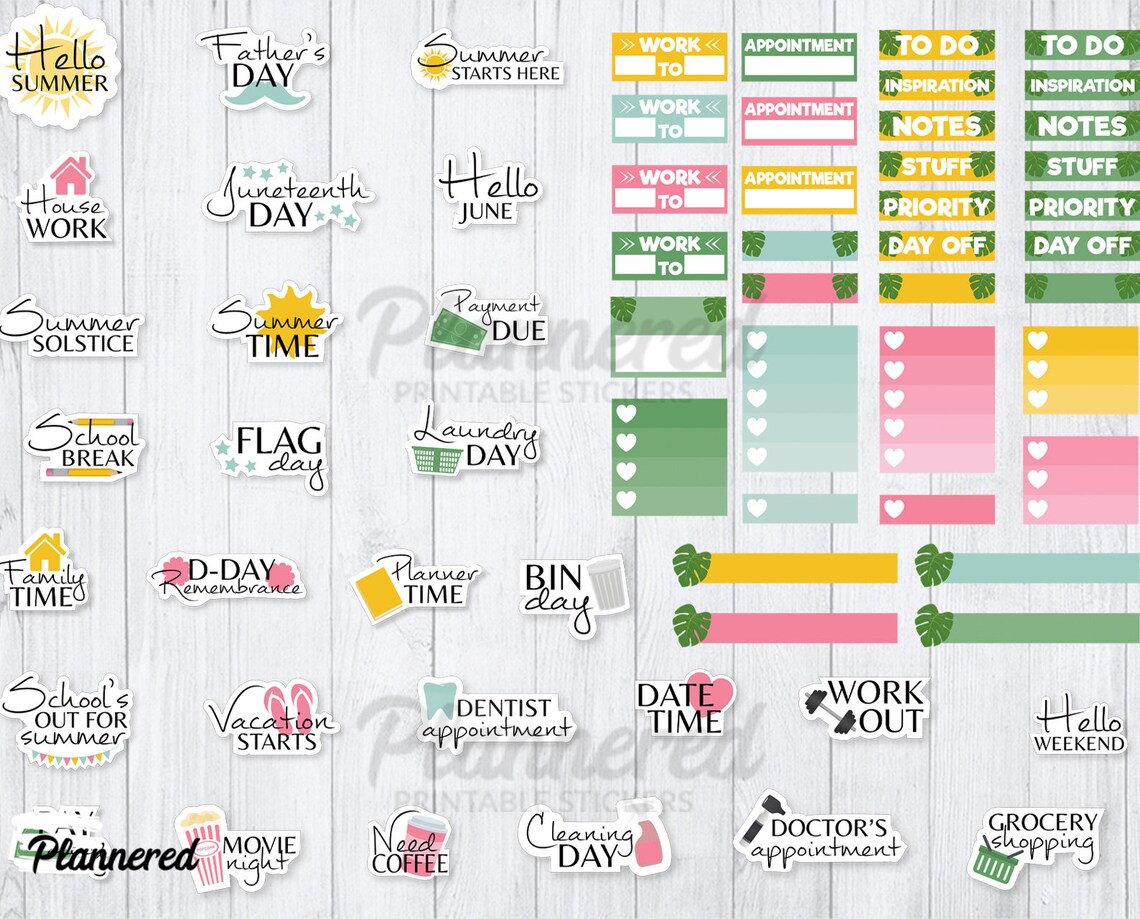 June Digital Stickers 500 Digital June Summer Sticker Set - Etsy